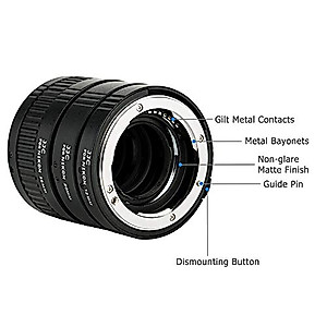 JJC F Mount Auto Focus Macro Extension Tube Set for Nikon D850 D750 D780 D3500 D3400 D7500 D7200 D7100 D7000 D5600 D5500 D5300 D5200 D5100 D5000 D3300 D3200 D3100 D800 D810 D700 D610 D600 D500 & More