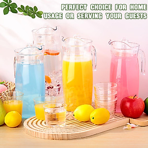 Didaey 4 Pack Acrylic Water Pitcher with Lid and Spout Handle Clear Plastic Pitcher Heat Resistant Plastic Carafe Unbreakable Beverage Container Fridge Jug for Juice Iced Tea Sangria Lemonade (44 oz)