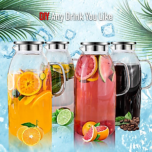 Glass Pitcher, veecom 105 Oz Large Pitcher with Lid, Glass Water Pitcher with Handle and Lid, Drink Pitcher with Lid for Parties, Iced Tea Pitcher for Fridge, Lemonade Juice Jugs/Pitchers for Drinks