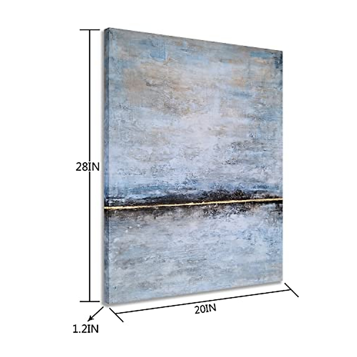 SYGALLERIER Large Abstract Canvas Wall Art with Gold Foil - Modern Coastal Oil Paintings - Contemporary Beach Pictures for Living Room Bedroom Bathroom Decor