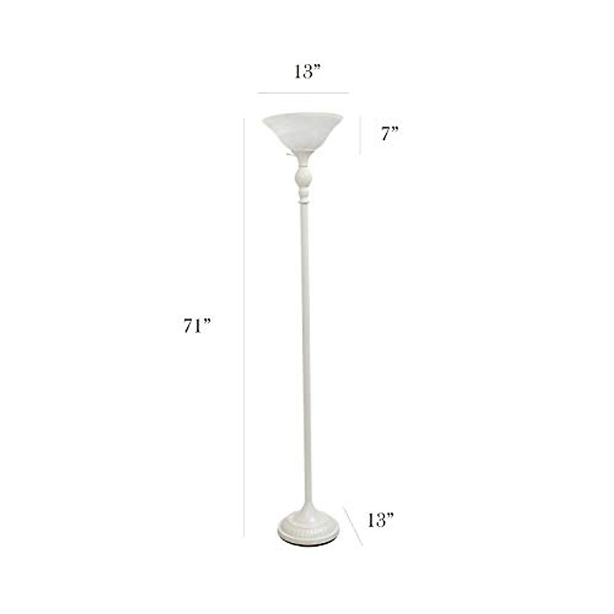 Elegant Designs LF2001-WHT 1 Light Torchiere Marbleized White Glass Shade Floor Lamp,