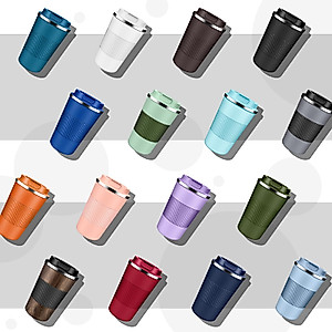 BAYTWA Coffee Tumbler 12oz/380ml - Insulated Coffee Mug with Lid, Leakproof Travel Coffee Cup, Stainless Steel Reusable Coffee Mug for Hot&Cold Drinks, Thermal Coffee Cups for Men Women-Black/1 Pack