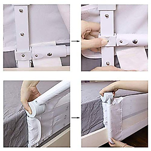 KOOLDOO Bed Rail for Toddlers, Fold Down Tall Bed Rail Guards with NBR Foam and 1Piece Seat Belt for Kids,Fits Twin, Double, Full, Queen Size Bed(43" L*22.8" H, White)