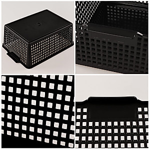 Utiao 3 Packs Large Storage Basket Bin, Plastic Organizer Basket, Black