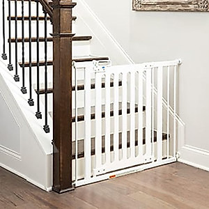 Qdos Safety Spectrum Designer Baby Safety Gate - Meets Tougher European Standards - Modern Design and Unparalleled Safety - Furniture Grade Wood - Simple Installation | Pressure Mount | White