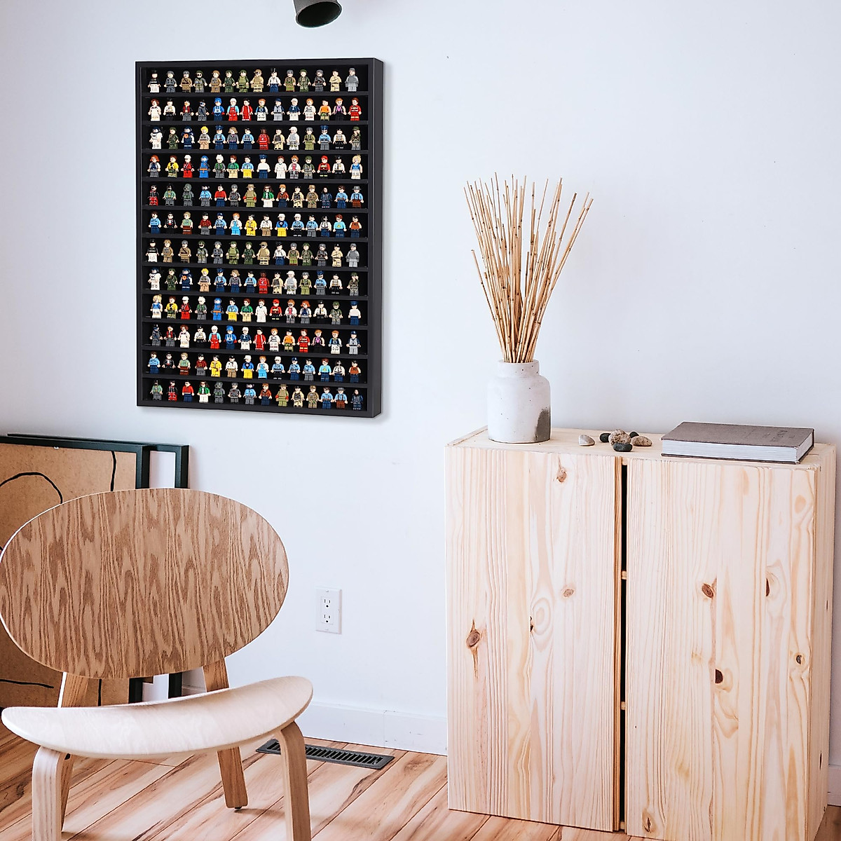 DisplayGifts Open Front Hot 1:64 Scale Toy Cars Wheels Matchbox Display Case Die-cast Model Cars Storage Cabinet - NO Door Cover in The Front (Black) - 26.5 X 18.75 X 3 Inches