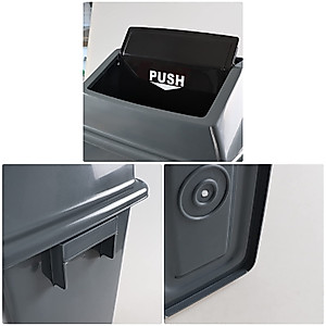 Melontray 13 Gallon 4 Pack Tall Swing-Top Trash Can, Plastic Kitchen Swing Lid Garbage Bin, Grey