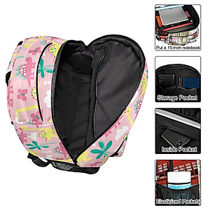 ZZKKO Pink Dinosaur Animal Pattern School Backpacks Book Bag for Boys Girls Travel Hiking Camping Daypack Work Laptop Backpack