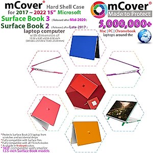 mCover Case Compatible for 2017~2022 15" Microsoft Surface Book 2/3 with Detachable Tablet Display ONLY (NOT Fitting Cheaper Surface Laptop Models) - Clear