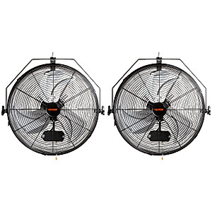 VEVOR 18 Inch Wall Mount Fan, 3-speed IP44 Waterproof Industrial Wall Fan, Max. 4150 CFM Wall Mounted Fan for Outdoor, Commercial, Residential, Greenhouse, Workshop, ETL Listed, 2-Pack
