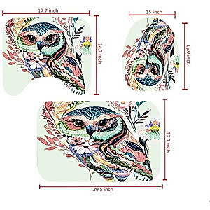 Colorful Owl Shower Curtain Sets with Rugs, Cute Oil Art Bathroom Sets with Shower Curtains and Rugs, Waterproof Fabric Bathroom Shower Curtain Sets