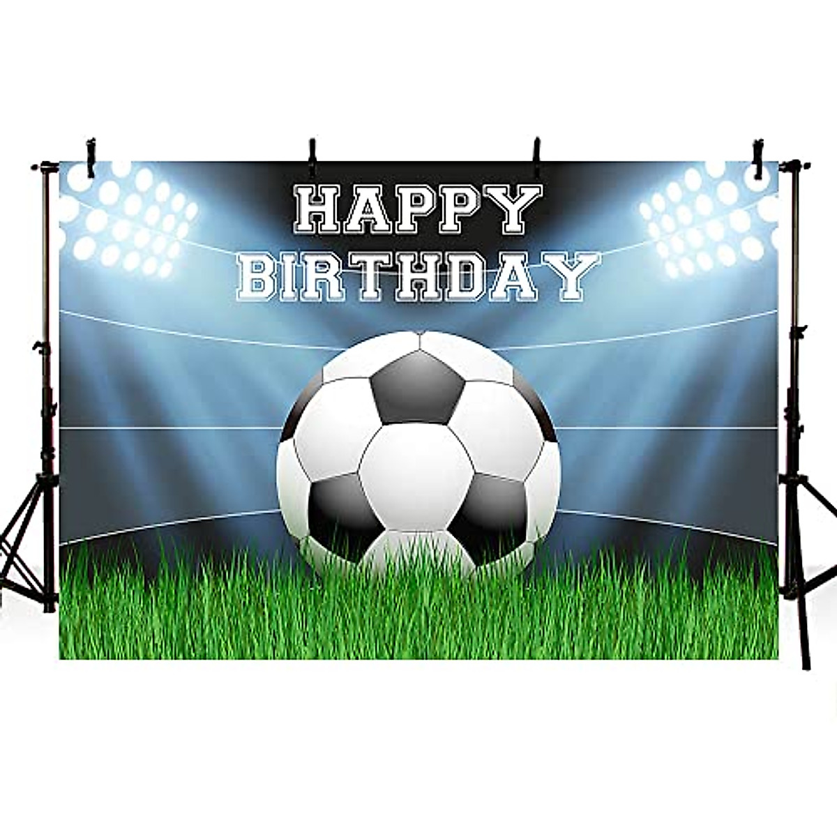 AIBIIN Soccer Birthday Party Backdrop Soccer Field Photo Background Soccer Party Decorations Backdrop for Men Football Field Green Grass Photography Background for Boys Kids Cake Table Vinyl 7x5ft
