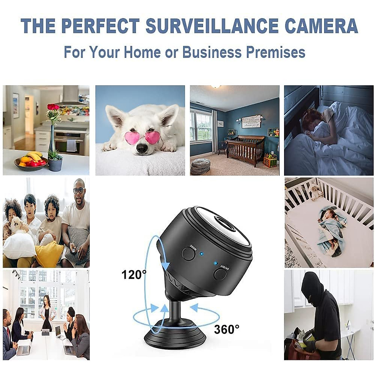 MDGLSYEE SHPTDJTIC Wireless Security Camera Mini Camera Outdoor/Indoor with Audio, Home Surveillance Camera, 1080P IP HD Build-in Battery 350mah，Infrared Night Vision, HDWIFI（3-Pack）