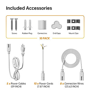 ONLYLUX LED Shop Light 4FT 60W, 5000K Daylight White 9000LM, Linkable Ceiling Light for Garage, 48" T8 LED Tube Light, Hight Output,Pack of 10