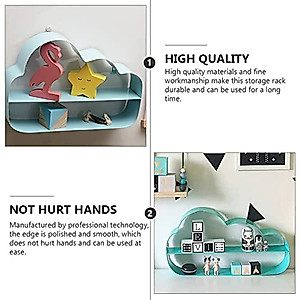 HOMSFOU 1pc Creative Shelves Holder Decorative Decor DIY Floating Shelve Display Exquisite Geometric Wall-Mounted Organizer Nursery Bedroom Hanging Metal Cloud Living