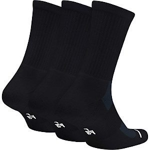 Nike Unisex Jordan Jumpman Crew Socks (3 Pack) Black/Black/Black (Men's Shoe Size 6-8)