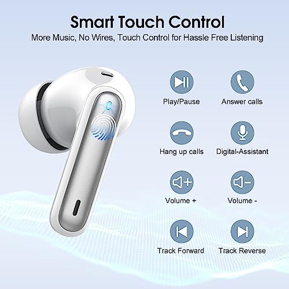 Wireless Earbuds, 2023 Bluetooth Headphones 5.3 HiFi Stereo Earphones, 40H Playtime in-Ear Earbud, Bluetooth Earbud with LED Power Display, IP7 Waterproof Earphones Sport Headset for Android iOS