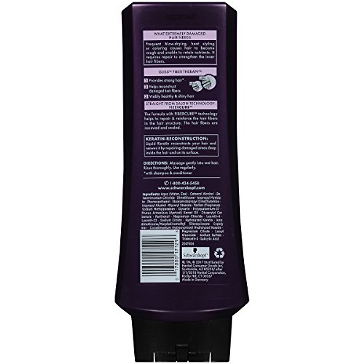 GLISS Hair Repair Conditioner Fiber Therapy, 13.6 Ounces (Pack of 3)