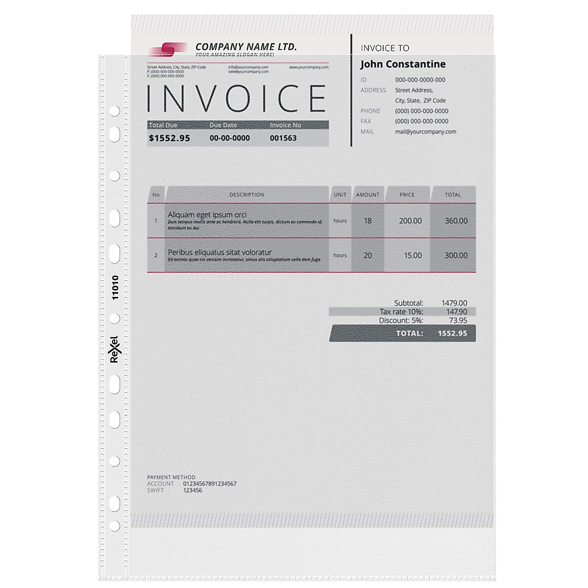 Rexel Superfine Embossed A5 Pockets - Clear, Pack of 20