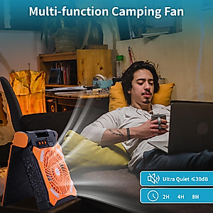 WESTTREE Solar Fan Battery Powered Fan, Rechargeable Fan Solar Camping Fan with Led Lantern & Power Bank, Foldable Angle Solar Powered Fan, USB Personal Cordless Fan Portable Fan for Travel Camping