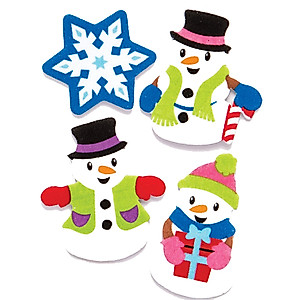 Baker Ross AR685 Snowman Foam Stickers - Pack of 120, for Kids' Christmas Crafts and Art Projects, Cards, Party Bags, and Ornaments, White