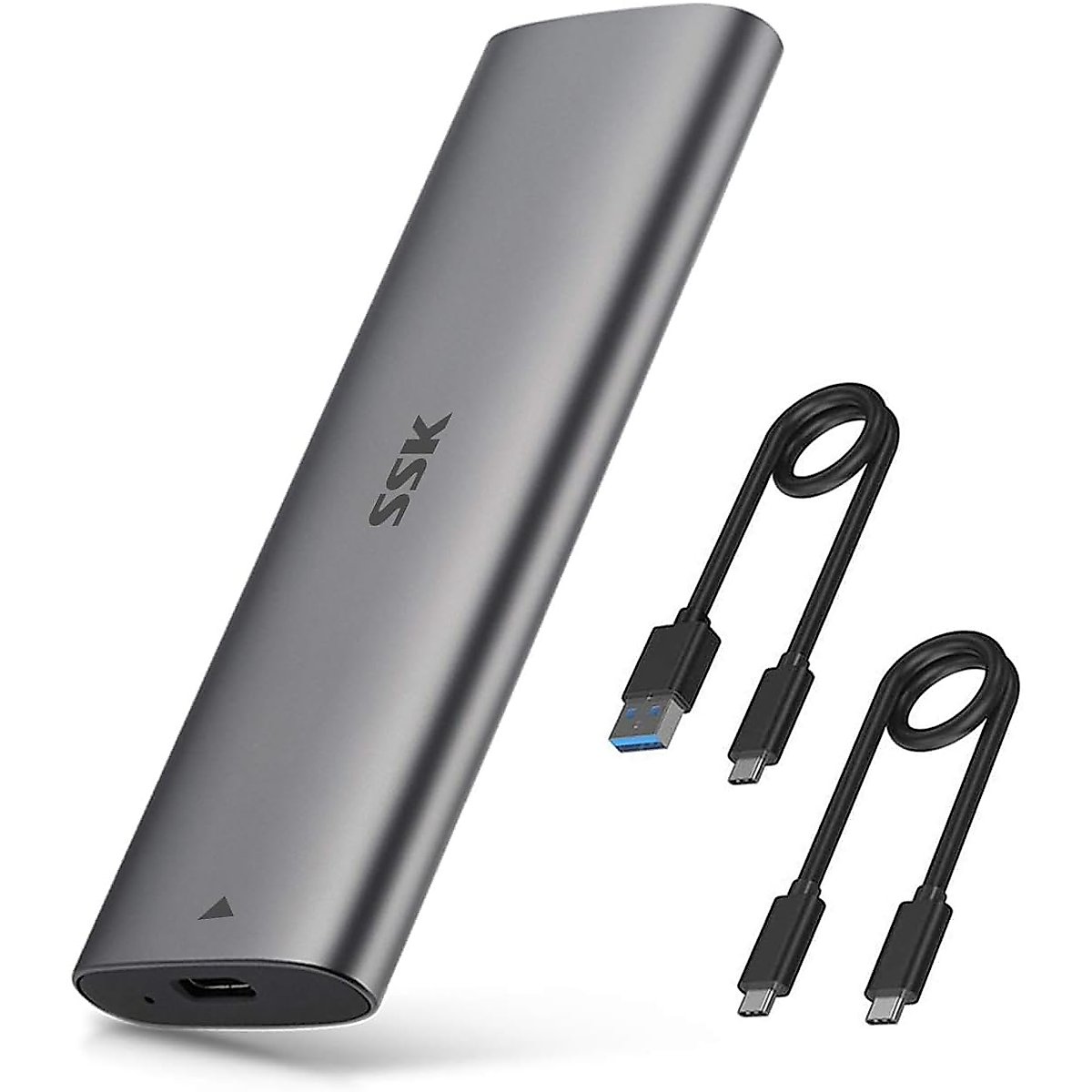 SSK Aluminum M.2 to USB NVMe SATA SSD Enclosure Reader, Tool-Free USB 3.2 Gen 2 10Gbps NVMe PCI-E 6Gbps SATA M-Key / B+M Key Solid State Drive External Adapter With UASP Trim, for SSDs 2242 2260 2280