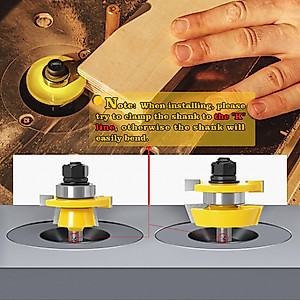 ASNOMY 2Pcs Shaker Rail and Stile Router Bits for Cabinet Door, 1/4 Inch Shank Woodworking Tongue and Groove Router Bit for Cabinet Door