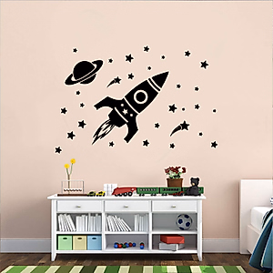 Vinyl Wall Art Decal - Outer Space Set - 26" x 22.5" - Trendy Motivational Good Vibes Cute Quote Sticker for Home Bedroom Kids Room Playroom Nursery Daycare School Classroom Decor