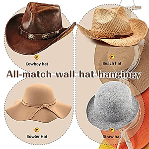 Boho Hat Hangers for Wall, Hat Organizer, Wall Hanging Hat Holder, Bohemian Hand Weaving Hat Storage and Hat Display for Straw Hats and Wide Brim Hats, Decorative Hat Rack for Closet and Door (WHITE)