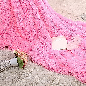 Plush Super Soft Blanket Bedding Sofa Cover Furry Fuzzy Fur Warm Throw Qulit Cozy Couch Blanket for Winter (51"x63", Pink)