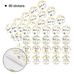 80 Bee Thank You Stickers, Bee Themed Baby Shower Decorations, Mommy to Bee Baby Shower Favor Label Decorations(2 Inch)