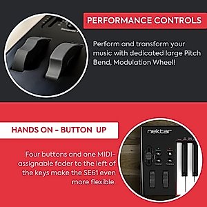Nektar SE61 - USB MIDI Controller Keyboard with Nektar DAW Integration, Black