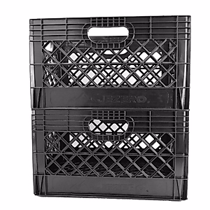 JEZERO Milk Crate for Household Storage: The Ultimate Storage Tote for Groceries, Garages, Kayaking & Outdoor, Stackable Storage | BLACK, Plastic, 13" x 11" x 19”, 2-Pack (MC24-2PK)