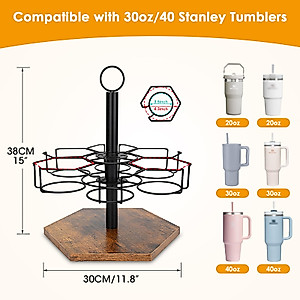 Haldane Water Bottle Organizer for Stanley Cup 40oz,Rotatable Stanley Cup Holder Metal Water Bottle Storage Rack Tumbler Organizer for Kitchen Cabinets, Retro Stanley Cup Accessories Movable