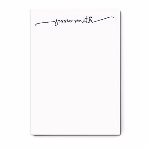 Pretty Swash Script Personalized Stationery - Small Notepad 5x7 w/ 50 Printed Sheets – Cute Personalized Stationery – Simple & Classy Desk Supplies – Customizable to 8x10 Inches - Swash Script Notepad