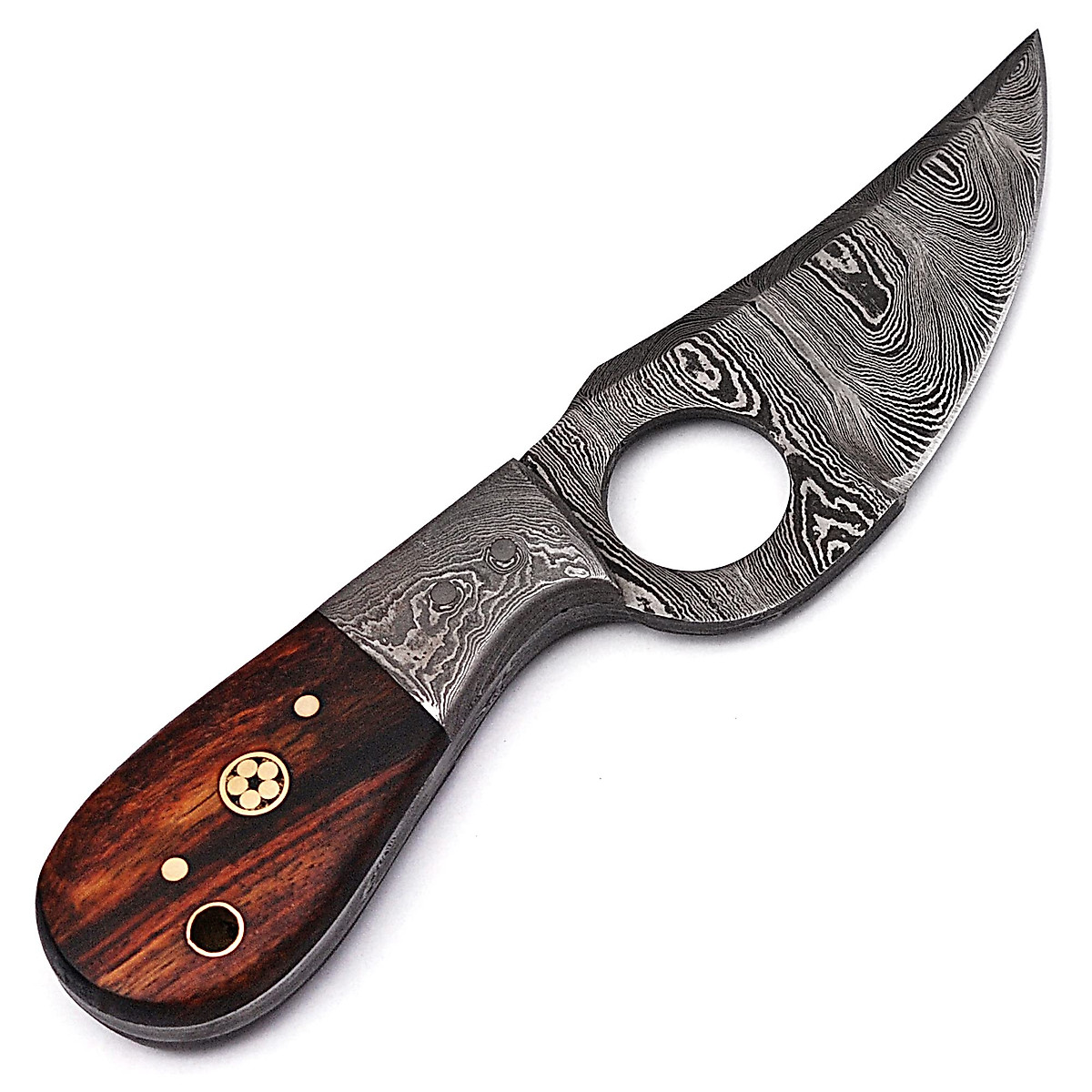Armory Replicas Dewdrop Skinning Knife | Damascus Steel Full Tang Deer Skinner Knife With Finger Hole