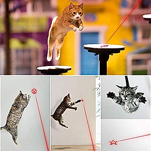 Cat Laser Toy, Laser Pointer Interactive Cat Toy for Indoor Cats Dogs, Red Light Lazer Pointer 7 Adjustable Patterns, Long Range 3 Modes USB Rechargeable Pet Kitten Laser Toy Teaching/Presentation Pen