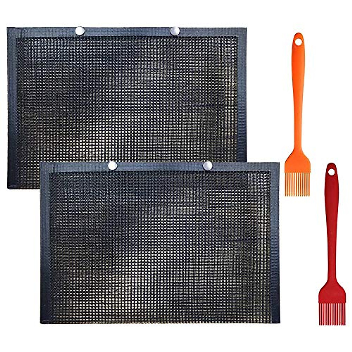 sorkwo Large BBQ Grill Mesh Bag, Non-Stick Baking Grilling Bag Heat-Resistant Reusable Easy to Clean Baked Grilling PTFE Bag for Outdoor Picnic Cooking Barbecue