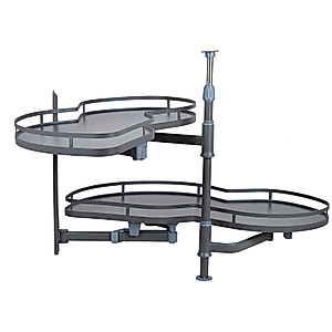 LOVKIT Blind Pull Out Shelf 2 Tier Pull Out Organizer For 36 Inch Blind Corner Cabinetry Double Layer Lazy Susan Rotating Shelves For Under Countertop Space Left Swing Out Tray Black Corner