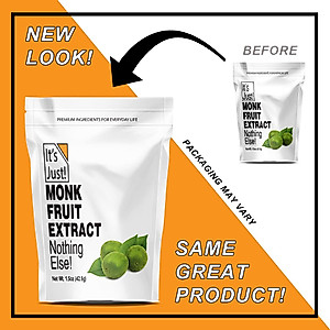 It's Just! - 100% Monkfruit Extract Powder, Keto Friendly Sweetener, Monk Fruit, Sugar-Free, Non-GMO, Non-Glycemic (25% Mogroside V, 1.5oz / 42g)