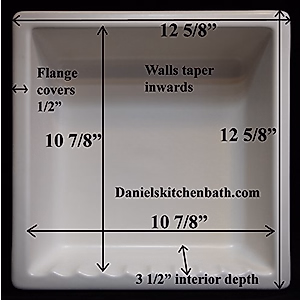 1 USA made Ceramic Recessed Shower Niche 1 compartment shampoo shelf. Easy Install, Easy Clean, Sanitary, Will not Rust or Black Mold, Holds most 3-32 oz shampoo bottles, Soap Holder1C
