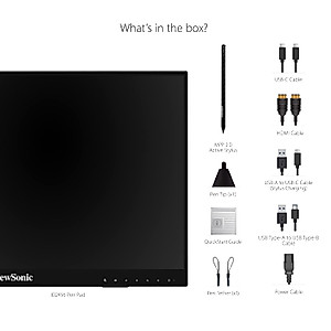 ViewSonic ID2456 24 Inch Touch Display Tablet with Active Stylus, Advanced Ergonomics and USB C for Digital Writing, Graphics Drawing, Remote Teaching, Distance Learning,Black