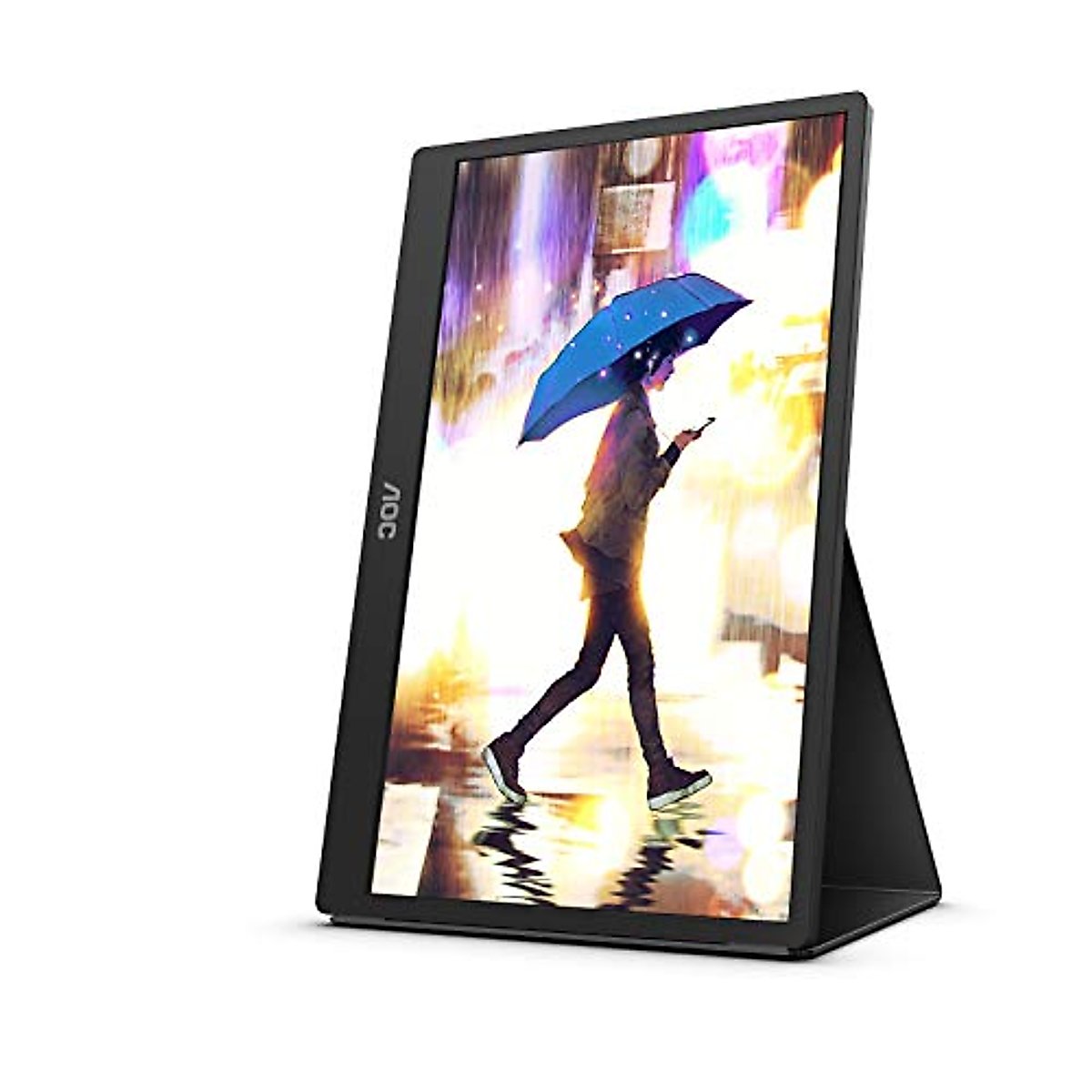 AOC 16T2 15.6" Full HD (1920 x 1080) Touch-enabled portable IPS monitor, USB-C and Micro HDMI inputs, Built-in battery, Stereo speakers, SmartCover, AutoPivot, VESA. For laptops, PC, Mac, consoles