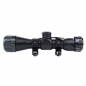 TacFire Compact Fixed Power Rifle Scope Rangefinder Reticle with Set of 1 Rings, 4 x 32, Black