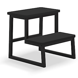 iTsst Step Stool for Adults Kids,Heavy Duty Sturdy Two Step Stool with 500LBS Capacity for Kichen Bathroom High beds, Wooden&Metal Frame, Non-Slip Rubber Pads