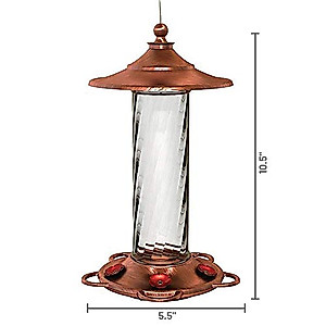 More Birds Glory Hummingbird Feeder, Glass Hummingbird Feeders for Outdoors, 5 Feeding Stations, 13 Ounces