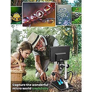 HDMI LCD Digital Microscope with IPS Screen, Dcorn 7" Coin Microscope for Coin Collection Supplies, View Entire Coin,16MP Soldering Microscope with Lights for Adults, 32GB Card Included
