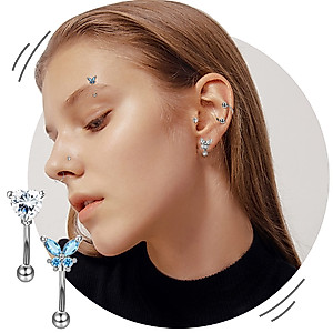 Magitaco 16G Cartilage Earrings Stud Hoop for Women Surgical Steel Forwards Helix Earring Eyebrow Rings Hoop Rook Daith Conch Earrings Nose Septum Rings Tragus Piercing Jewelry