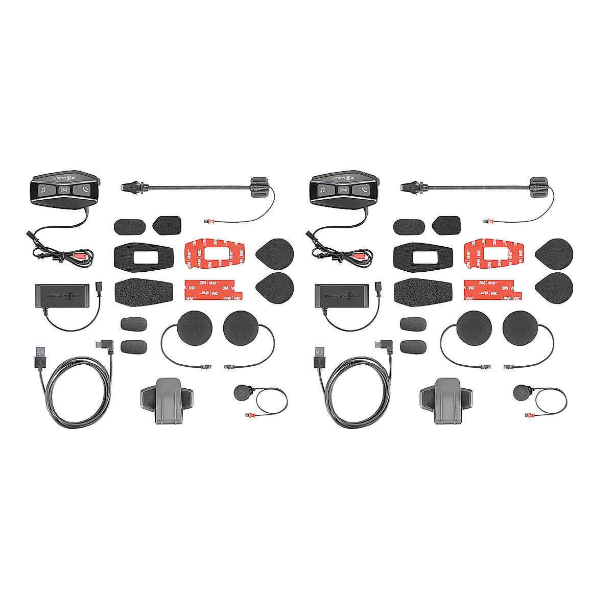 Interphone Cellularline, 2 Motorcycle Intercoms with Bluetooth and Mesh Communication, Model U-Com 16, Up to 4 Motors, Distance 1 Km, Compatible with Sena, OEM and GPS, Waterproof, Universal