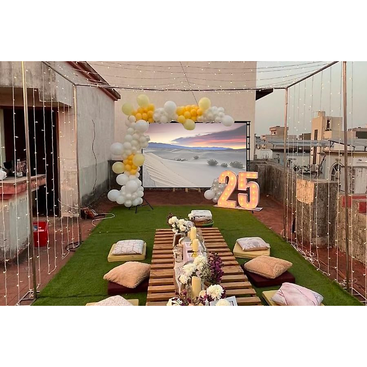 Projector Screen and Stand, lejiada150'' Upgraded Large Projection Screen Anti Crase Foldable with Carry Bag for Party Outdoor Movie Nights, Film Festivals, Business Presentations, Meetings, Home